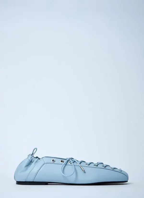 GANNI Eyelets Lace Up Ballerina - Blue