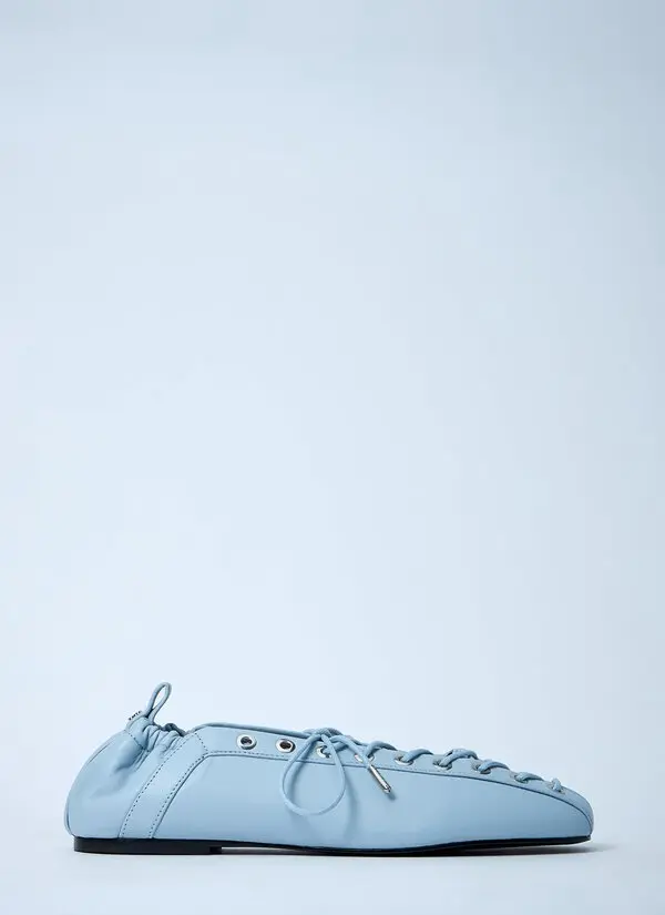 GANNI Eyelets Lace-up Ballerina Flats - Blue