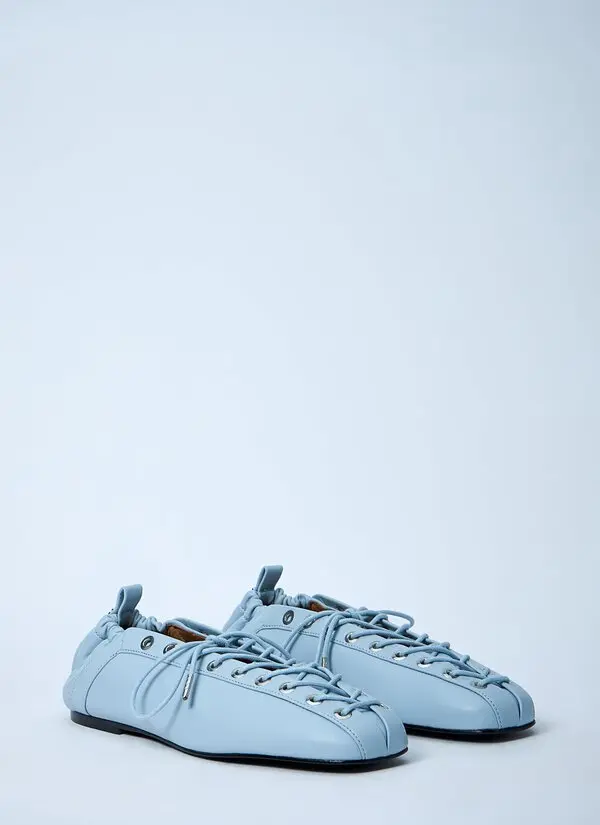 GANNI Eyelets Lace-up Ballerina Flats - Blue