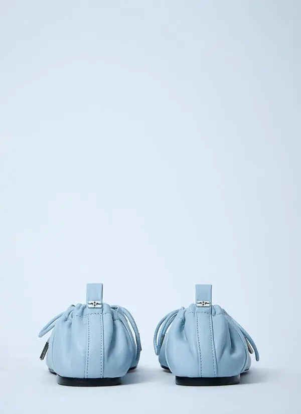 GANNI Eyelets Lace-up Ballerina Flats - Blue