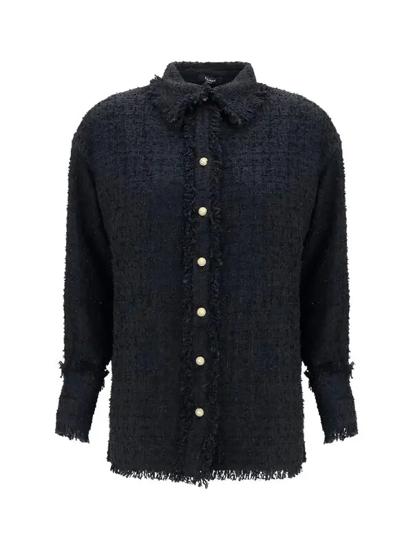 Balmain Tweed Shirt - Black