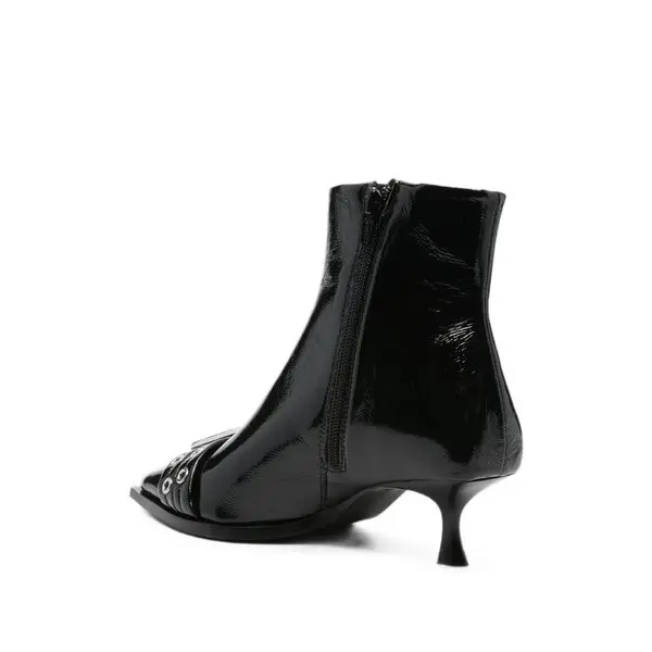 GANNI Patent Pointed Toe Kitten Heel Boots