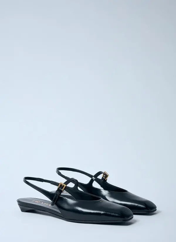 Prada Leather Slingback Ballerina Pumps