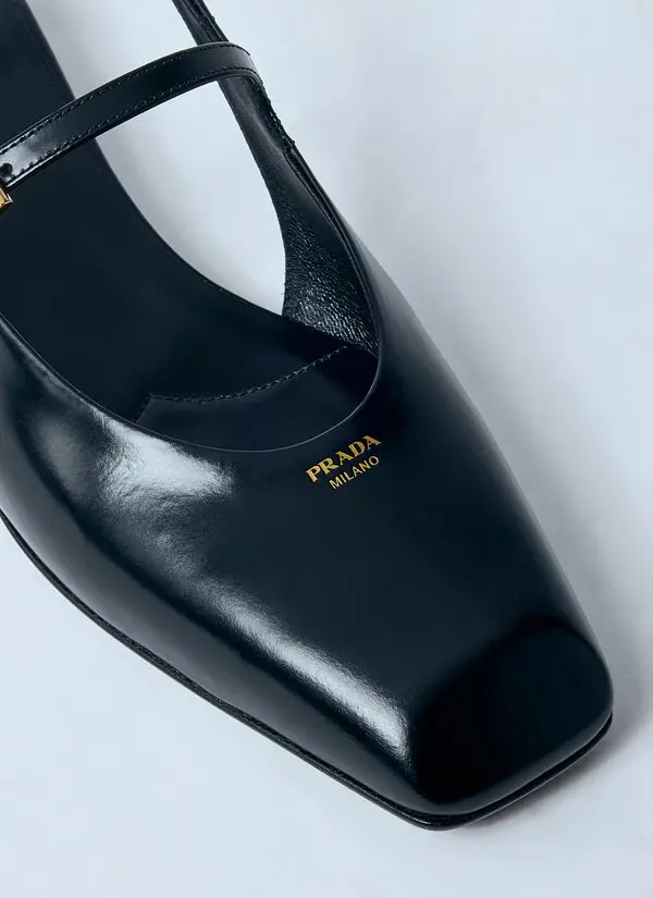 Prada Leather Slingback Ballerina Pumps