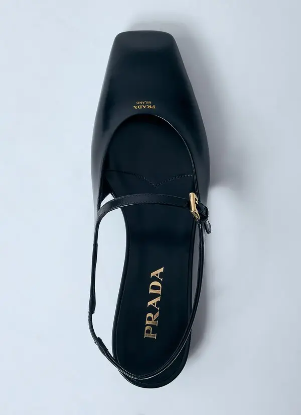 Prada Leather Slingback Ballerina Pumps