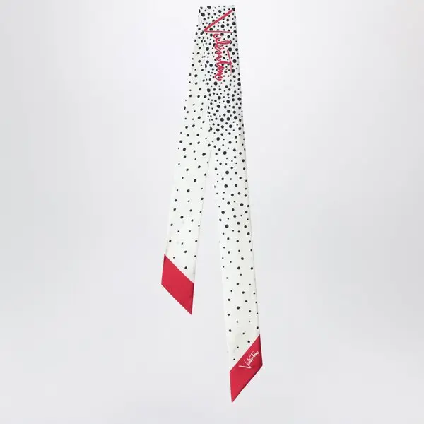 Valentino Garavani Little Stars Starry Bandeau Scarf In Silk, Vanilla Red - White