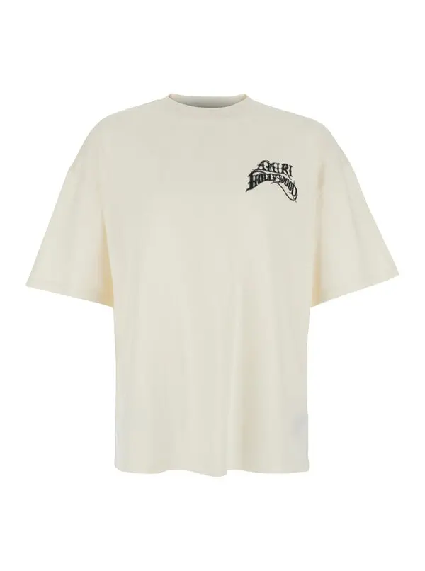 Amiri White T-shirt With Printed Logo On The Front And Back In Cotton For - Multicolor