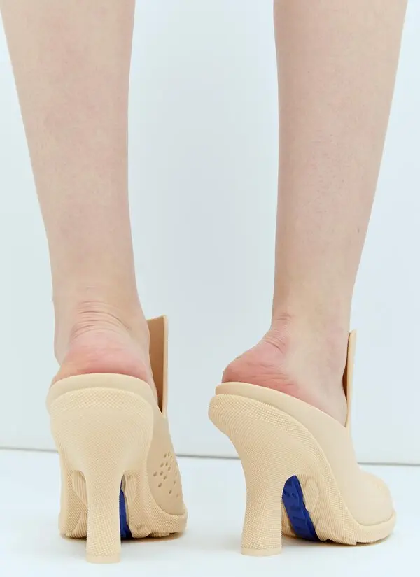 Burberry Rubber Highland Mules - Cream