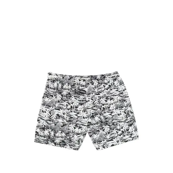 Palm Angels Palm Tree Print Swim Shorts - Black