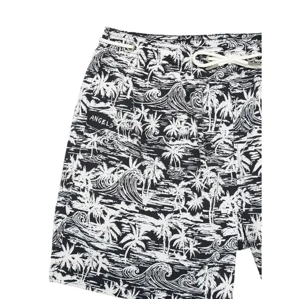 Palm Angels Palm Tree Print Swim Shorts - Black