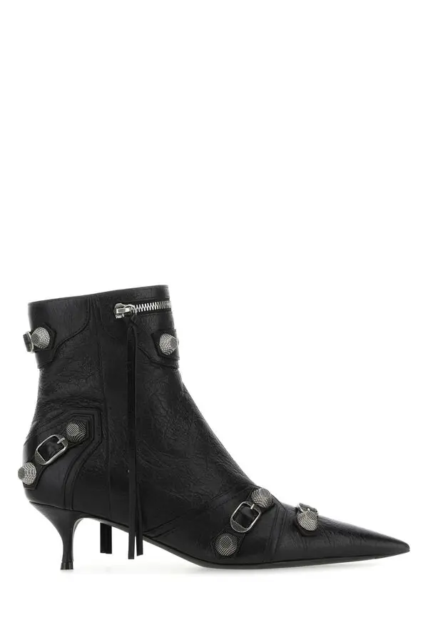 Balenciaga Leather Cagole Ankle Boots - Black