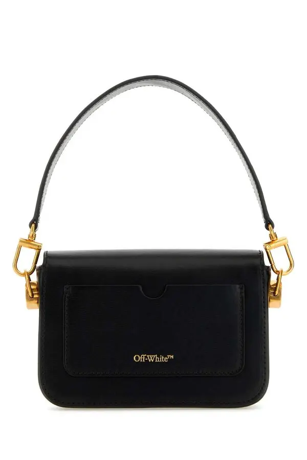 Off-White Leather Small Plain Binder Handbag - Black