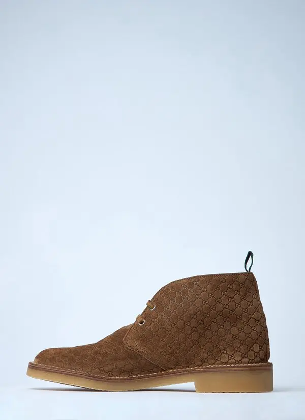 Gucci Suede Gg Motif Boots