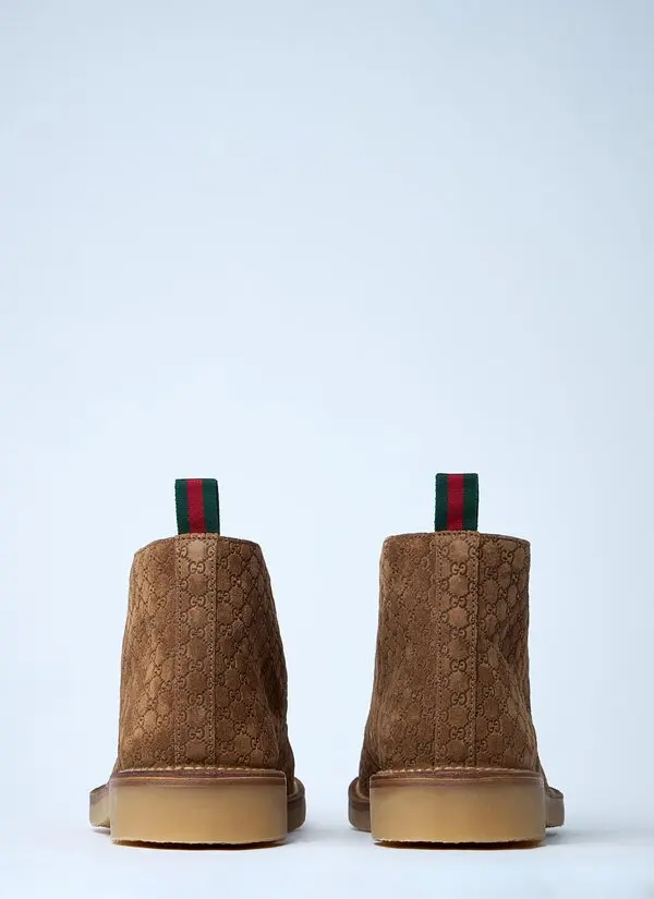 Gucci Suede Gg Motif Boots