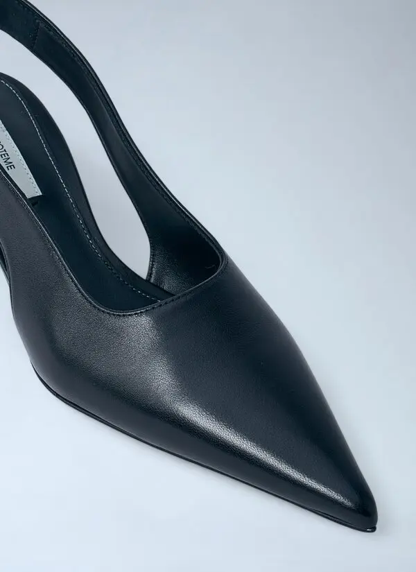 TOTEME Classic Leather Slingback Heels - Black