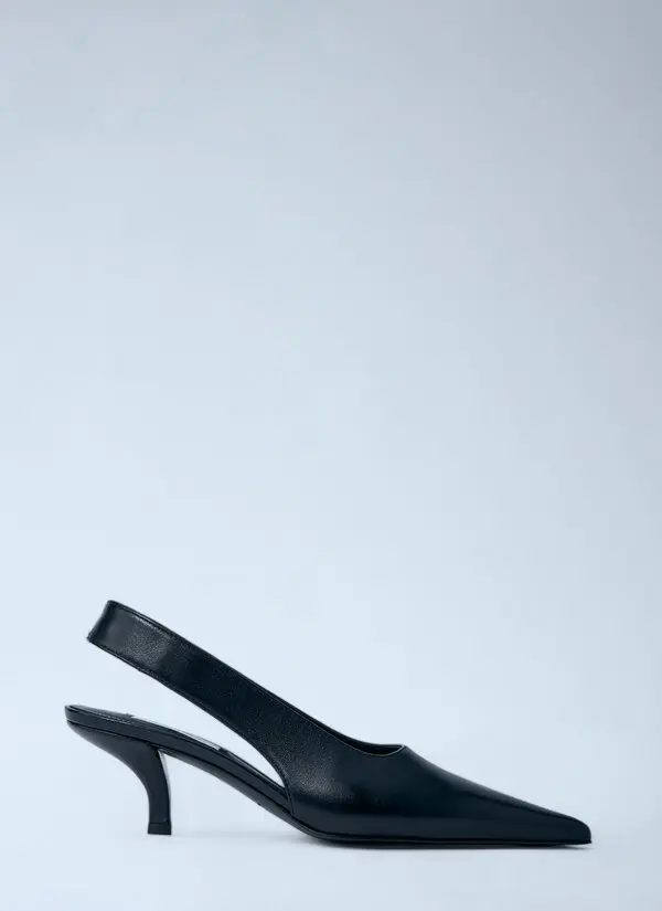 TOTEME Classic Leather Slingback Heels - Black