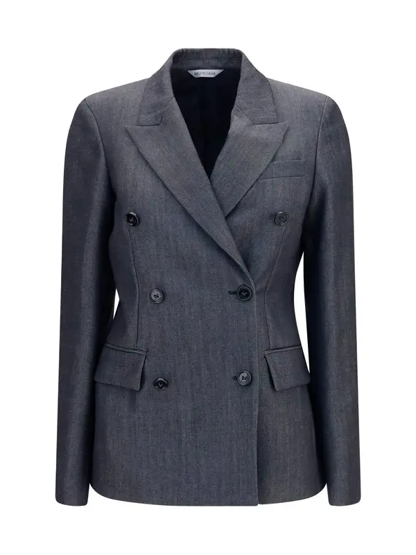 Balenciaga Double-breasted Wool Blazer - Gray