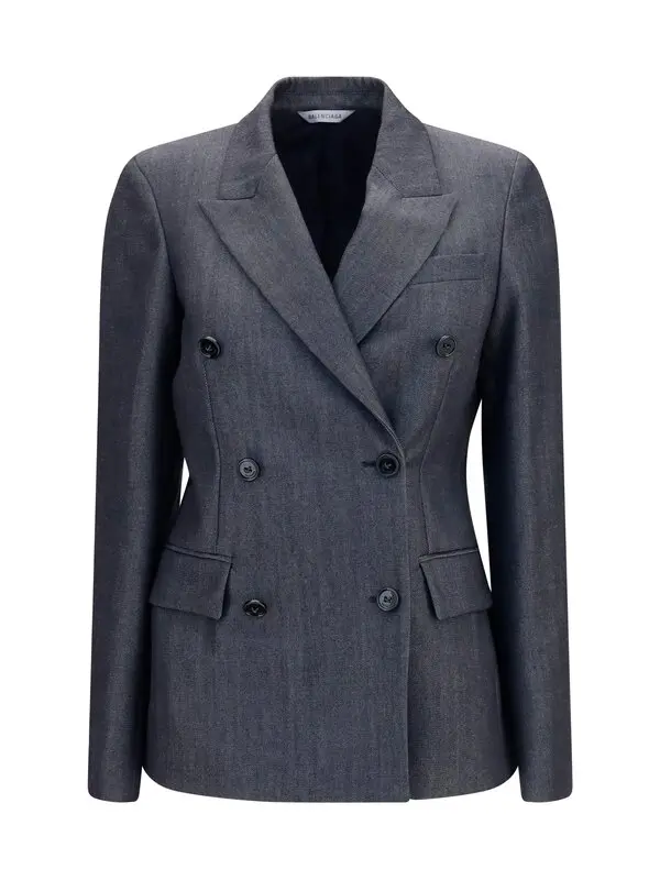 Balenciaga Double-breasted Wool Blazer - Gray