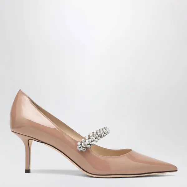 JIMMY CHOO Bing Crystal-strap Patent Leather Pumps In Ballet - Pink