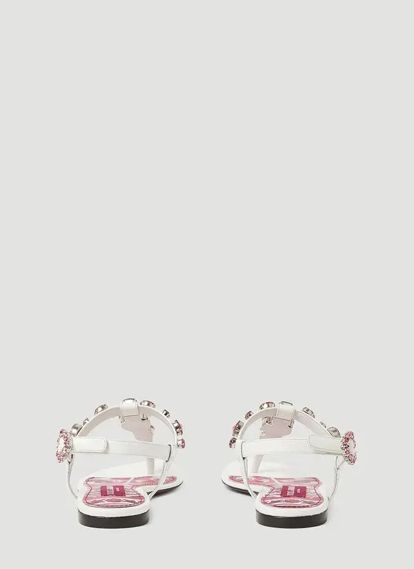 Dolce & Gabbana Crystal Embellished Majolica Sandals - White