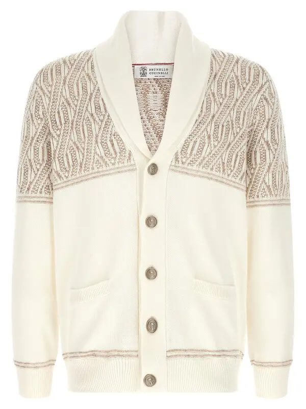 Brunello Cucinelli Braided Jacquard Shoulders Cardigan