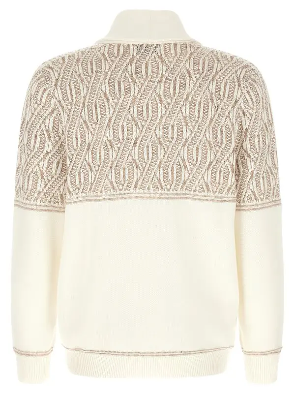 Brunello Cucinelli Braided Jacquard Shoulders Cardigan