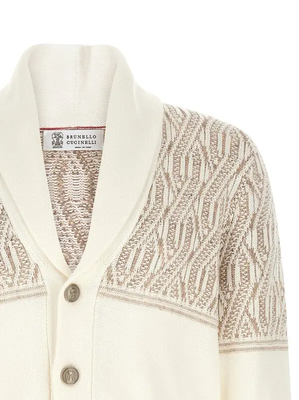 Brunello Cucinelli Braided Jacquard Shoulders Cardigan