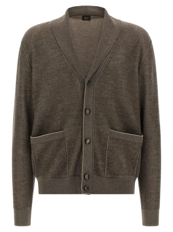 Brioni Shawl Neck Cashmere-wool Cardigan - Brown
