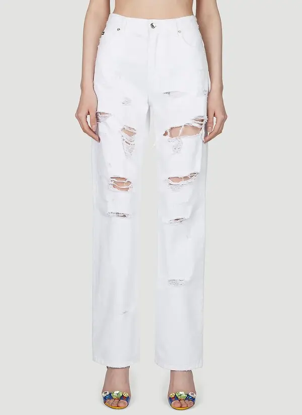 Dolce & Gabbana Logo Plaque Distressed Jeans