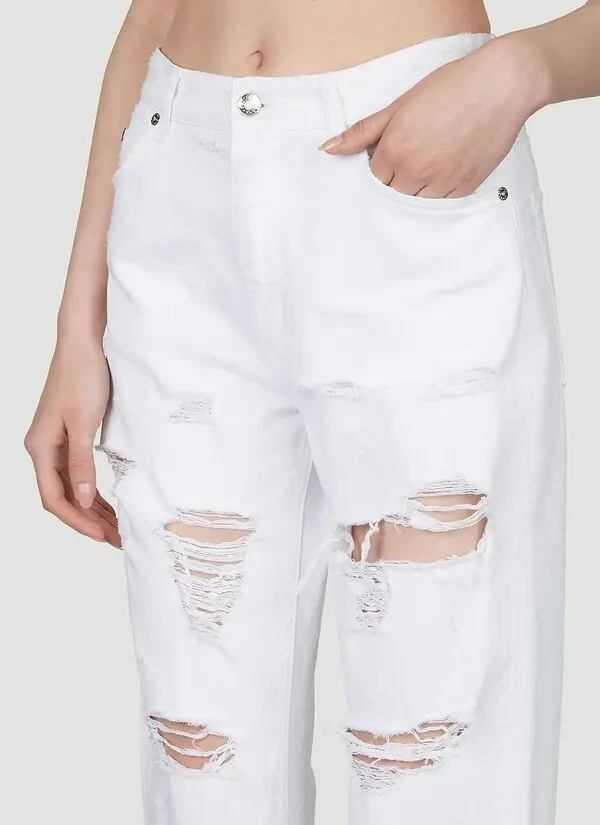 Dolce & Gabbana Logo Plaque Distressed Jeans