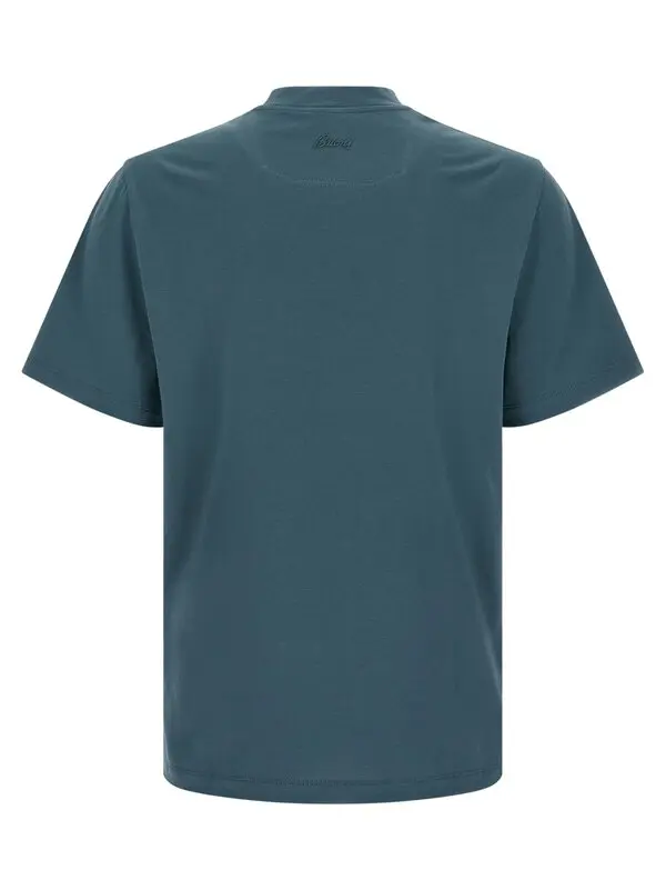 Brioni Logo Embroidery T-shirt - Blue