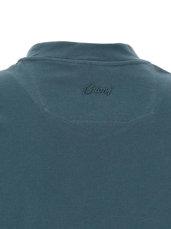 Brioni Logo Embroidery T-shirt - Blue