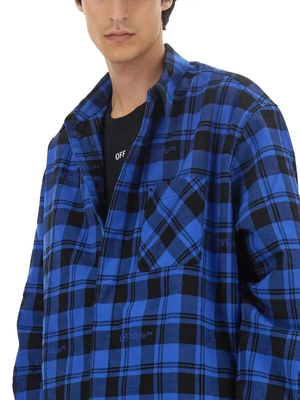 Off-White Check Print Shirt - Blue
