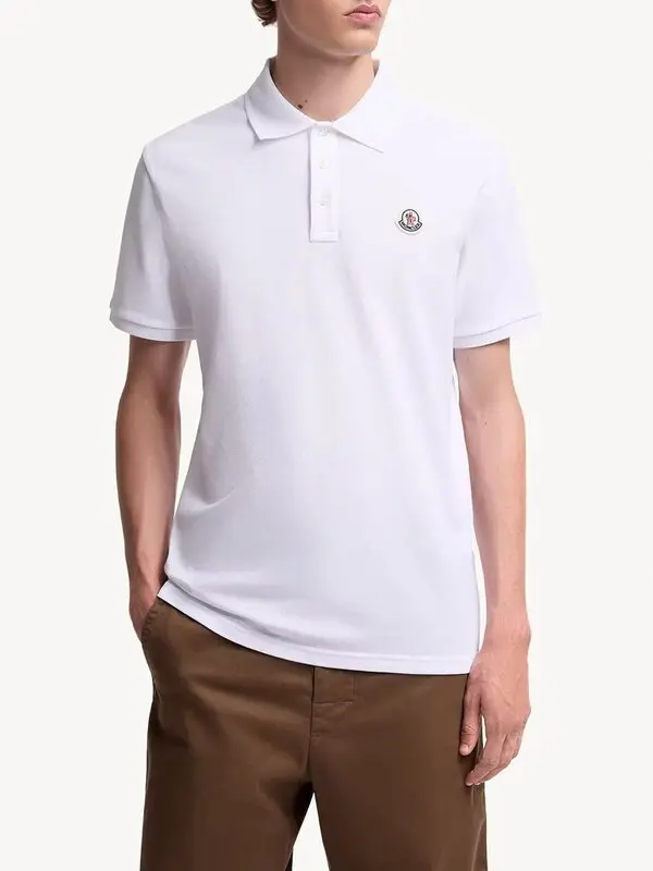Moncler Cotton Piquet Polo Shirt With Logo Patch
