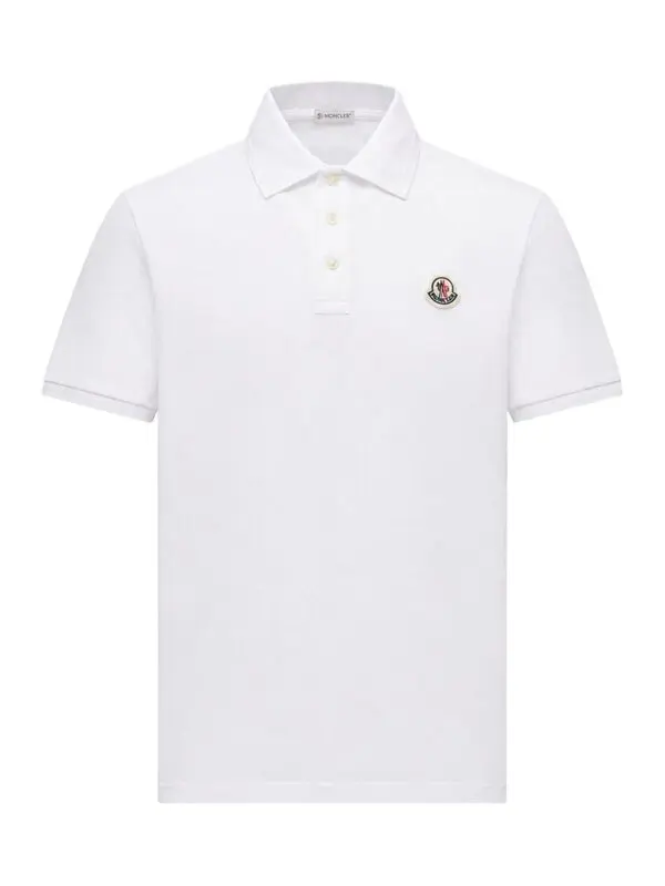 Moncler Cotton Piquet Polo Shirt With Logo Patch - White