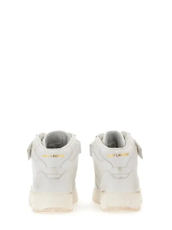 Saint Laurent Calfskin Leather High Top Sneakers - White