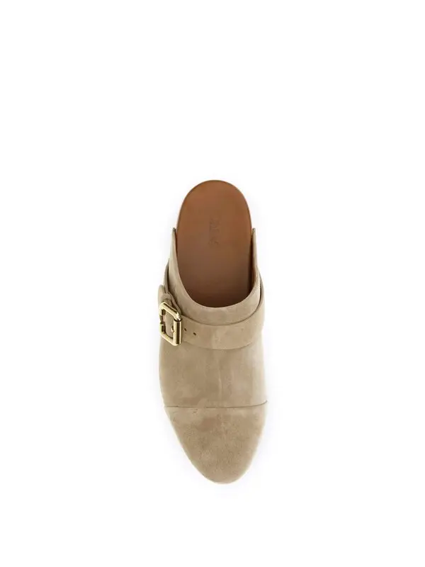 Chloé Suede Clog Mules - Cream