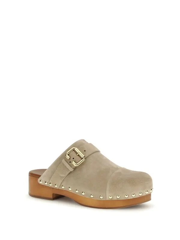 Chloé Suede Clog Mules - Cream