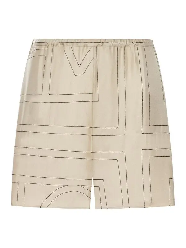 TOTEME Monogram Silk Shorts - Cream