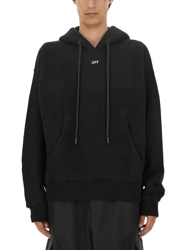 Off-White Cotton Oversize Hoodie - Black