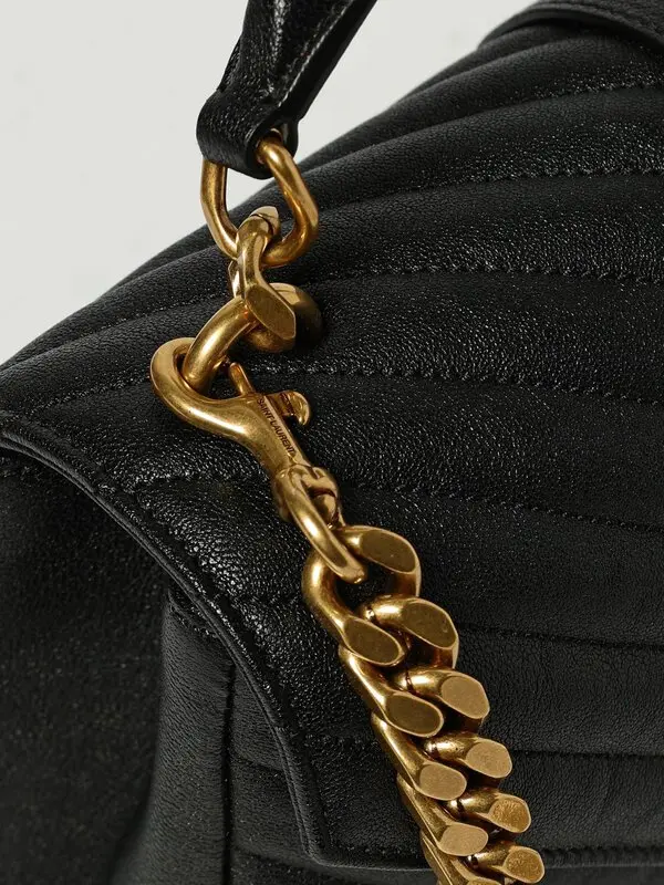 Saint Laurent College Chevron Quilted Leather Bag