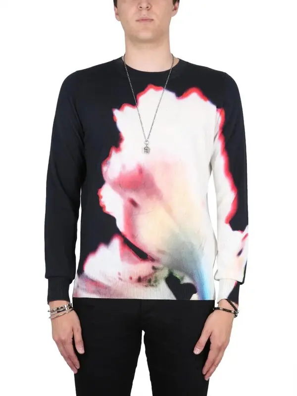 Alexander McQueen Jersey With Solarised Flower Print - Multicolor