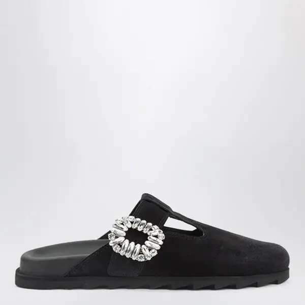 ROGER VIVIER Suede Slidy Viv Mule - Black
