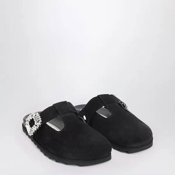 ROGER VIVIER Suede Slidy Viv Mule - Black