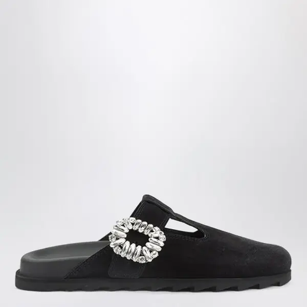 ROGER VIVIER Suede Slidy Viv Mule - Black