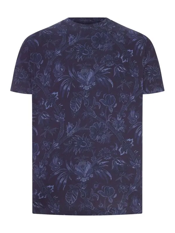 Etro Cotton Jersey T-shirt With Floral Paisley Pattern - Blue