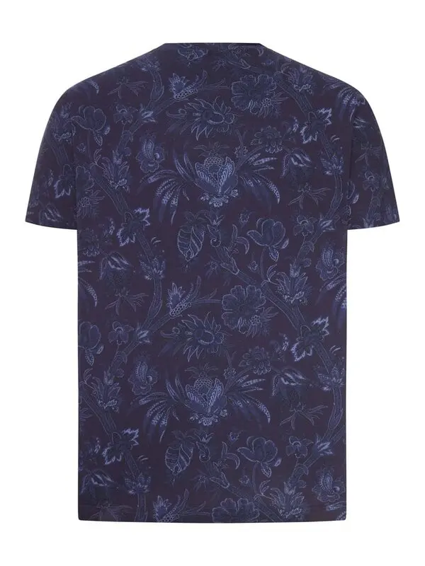 Etro Cotton Jersey T-shirt With Floral Paisley Pattern - Blue