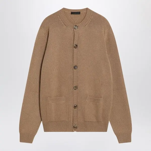 Prada Camel-coloured Cardigan In Cashmere - Brown