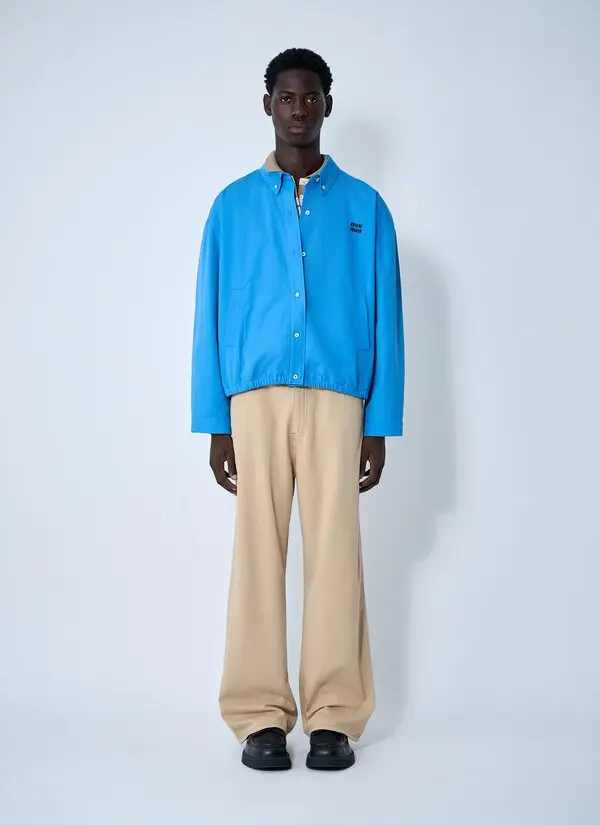 Miu Miu Logo Motif Blouson Jacket - Blue