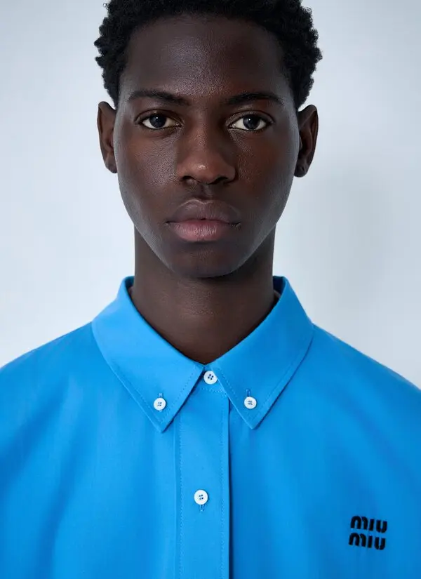 Miu Miu Logo Motif Blouson Jacket - Blue